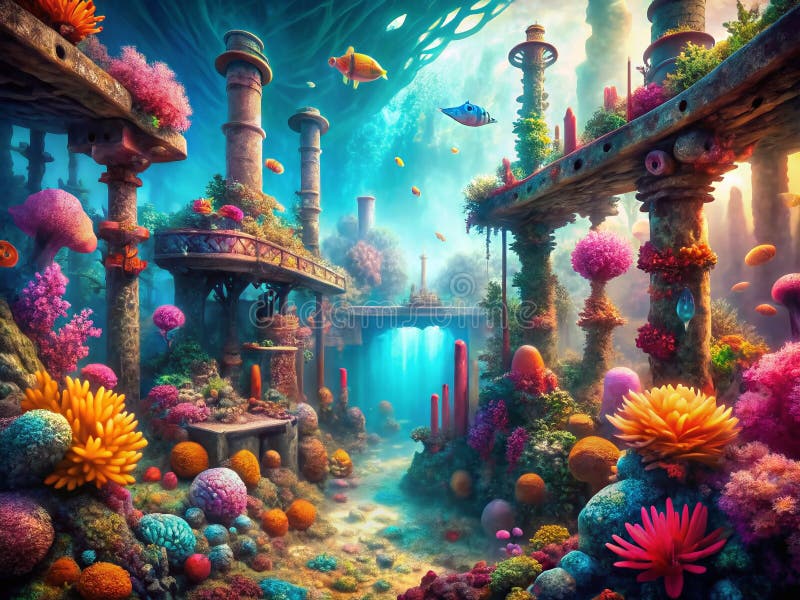 Enthralling Underwater Urban Exploration a Whimsical Ocean Wallpaper ...