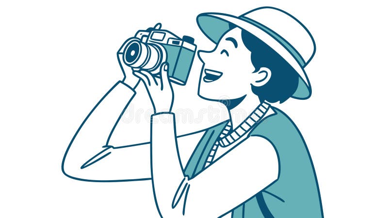 Enthusiast Taking Photo with Vintage Camera, Vector Design Generative ...