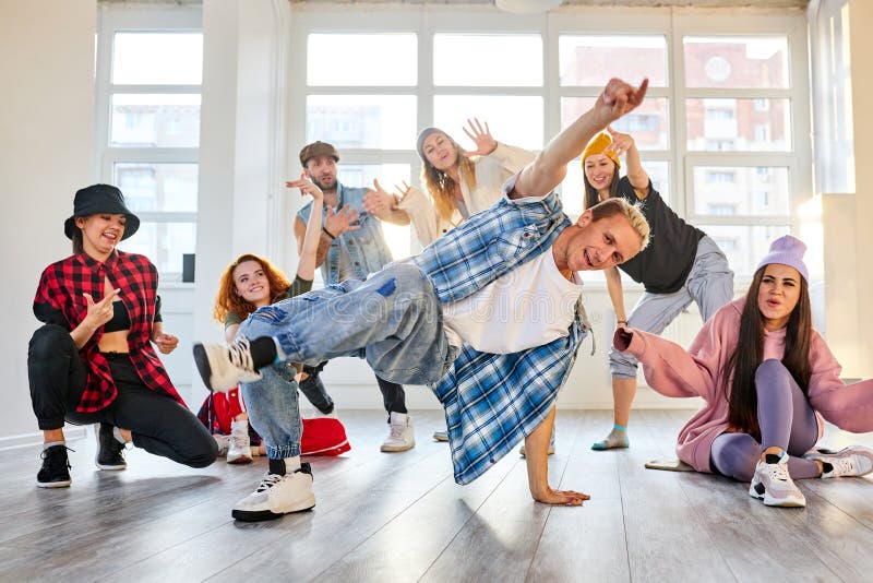 Enthusiastic Active Young People Repeating a Performance Stock Photo ...