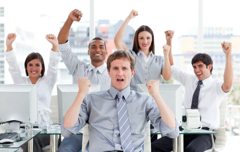 Enthusiastic Business Team Celebrating Success Stock Image - Image of ...