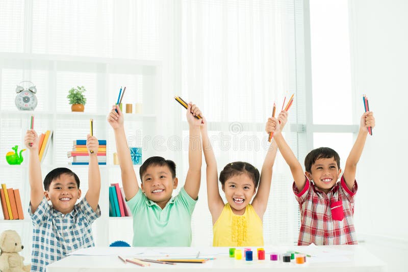 Enthusiastic classmates stock photo. Image of learners - 32905702