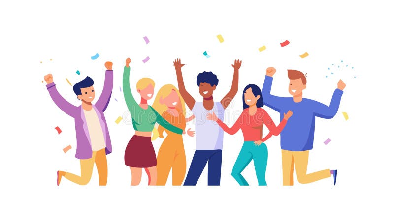 Enthusiastic Crowd Cheering Vector Illustration for Celebration, Vector ...