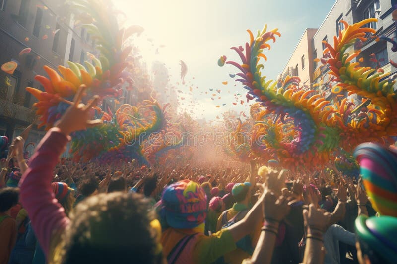 Enthusiastic Crowds Cheering on Participants in Stock Illustration ...