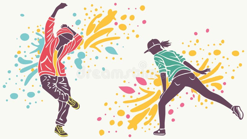 Enthusiastic Dancers with Splashes Vector, Joyful Celebration Art, Vector Design Generative AI ...
