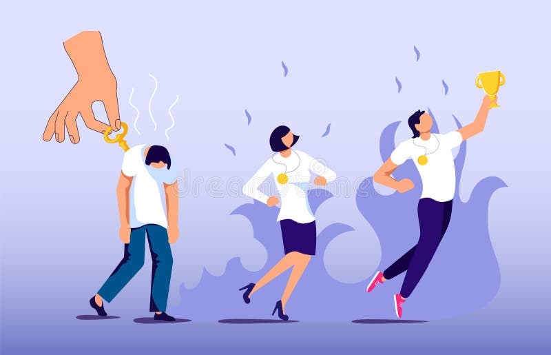 Enthusiastic and Exhausted Manager Stock Vector - Illustration of guide ...