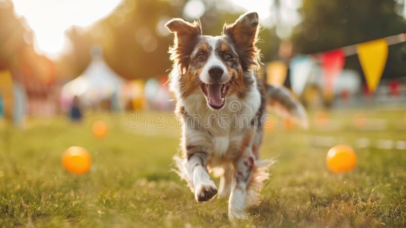 An Enthusiastic, Full-figured Dog Navigating through an Agility Course ...
