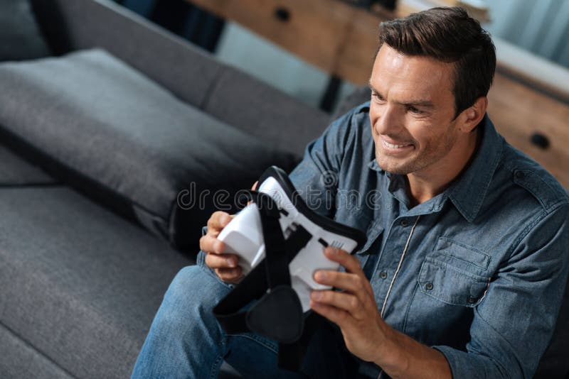 Enthusiastic Progressive Man Setting Up the Device Stock Image - Image ...