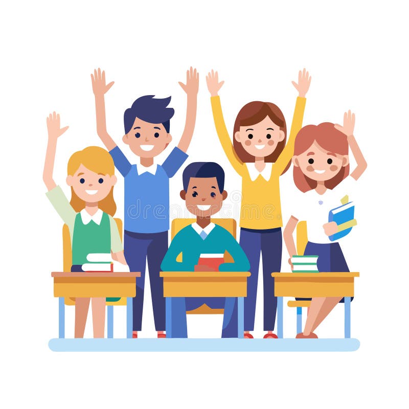 Students Raising Their Hands Clip Art