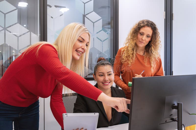 Enthusiastic Team Collaboration with Technology Stock Photo - Image of ...