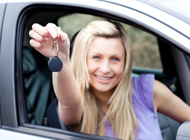 Enthusiastic Young Driver Holding a Key Stock Image - Image of sitting ...