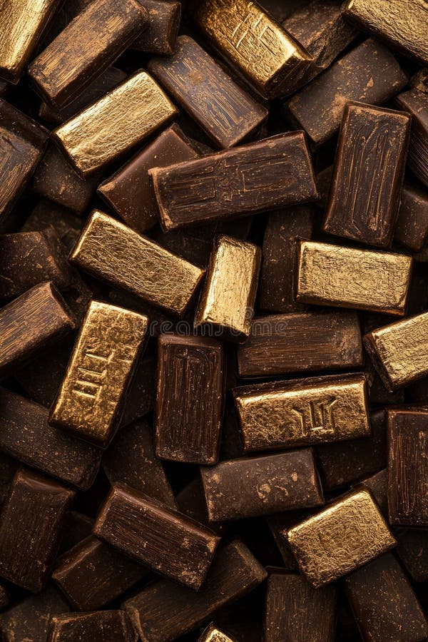 An Enticing Array of Chocolate Pieces Featuring Deep Brown and Gold ...