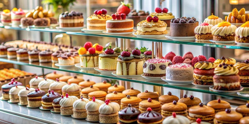 An Enticing Array of Gourmet Pastries and Cakes Displayed on Various ...