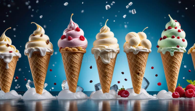 Assorted Ice Cream Cones stock photo. Image of indulgence - 314553514
