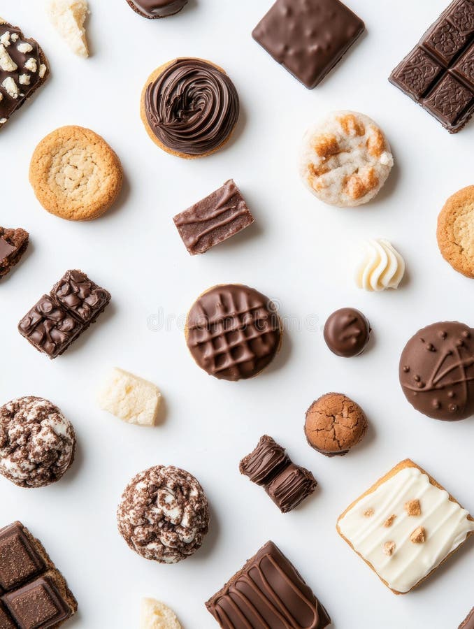 An Enticing Display of Various Sweets and Cookies Laid Out on a White ...