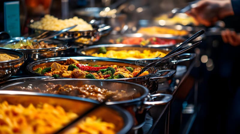 Enticing International Cuisine Spread on a Buffet Table. Generative AI ...