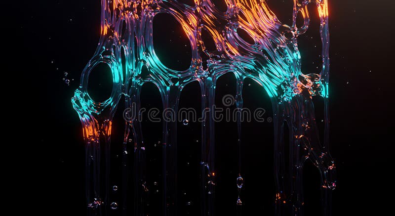 Enticing Liquid Flow in Vibrant Colors Against a Dark Background Stock ...