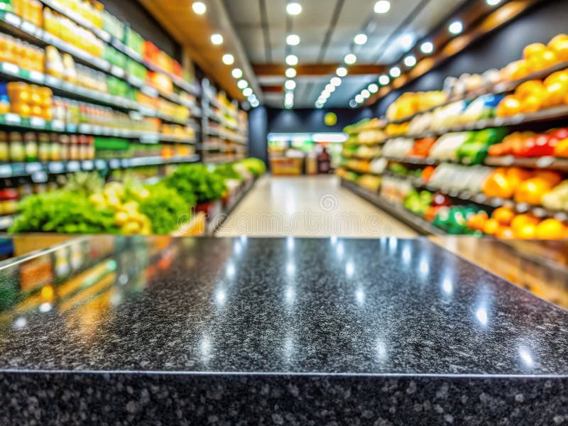 Enticing Miniature Grocery Store Display on a Polished Black Stone ...