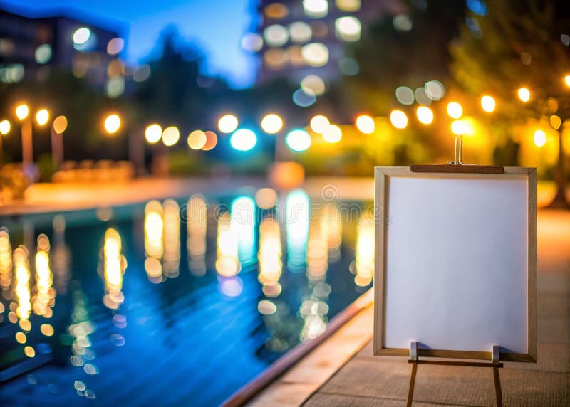 Enticing Poolside Night Scene a LowLight Whiteboard Texture Background ...