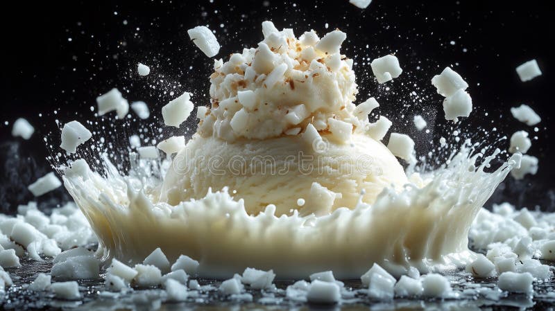 Enticing Splash of Creamy Ice Cream with Toppings and Texture Stock ...