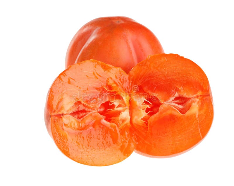 Entier Et Section Transversale De Fruit De Kaki Photo stock - Image du ...