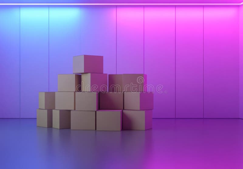 An Entire Living Room is Stacked with Cardboard Boxes Stock Photo ...