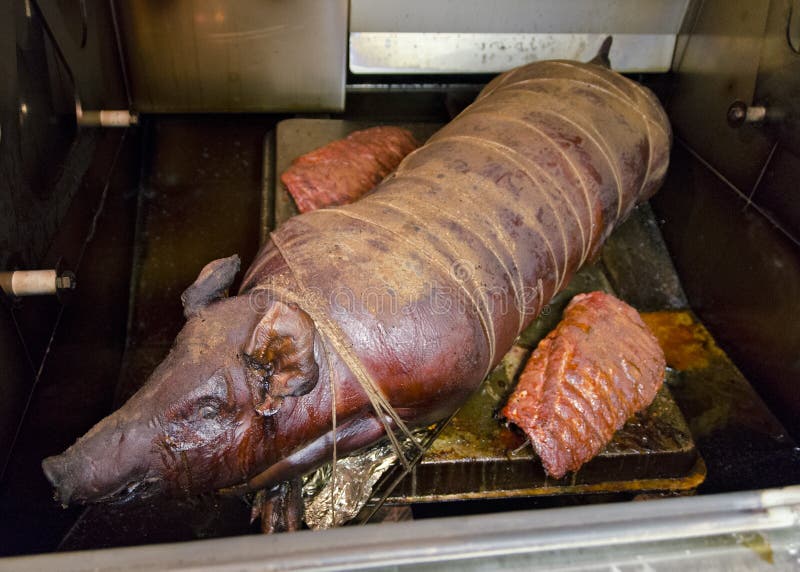 Pig barbeque stock image. Image of cooking, delicious - 30089737