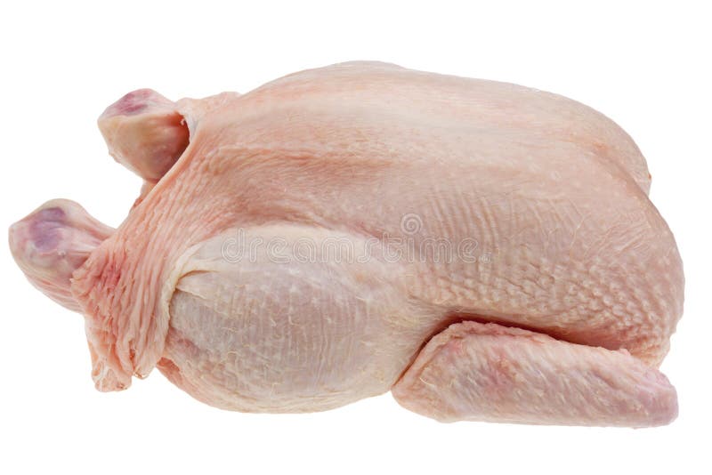 Entire Raw Chicken on White Background Stock Photo - Image of protein ...