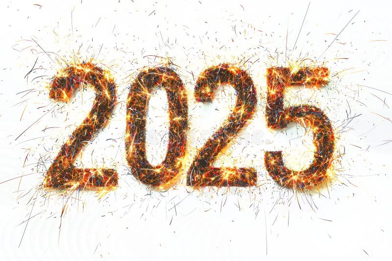 2025 Entirely Firework Like Sparks Explosions Each Number Bursting ...