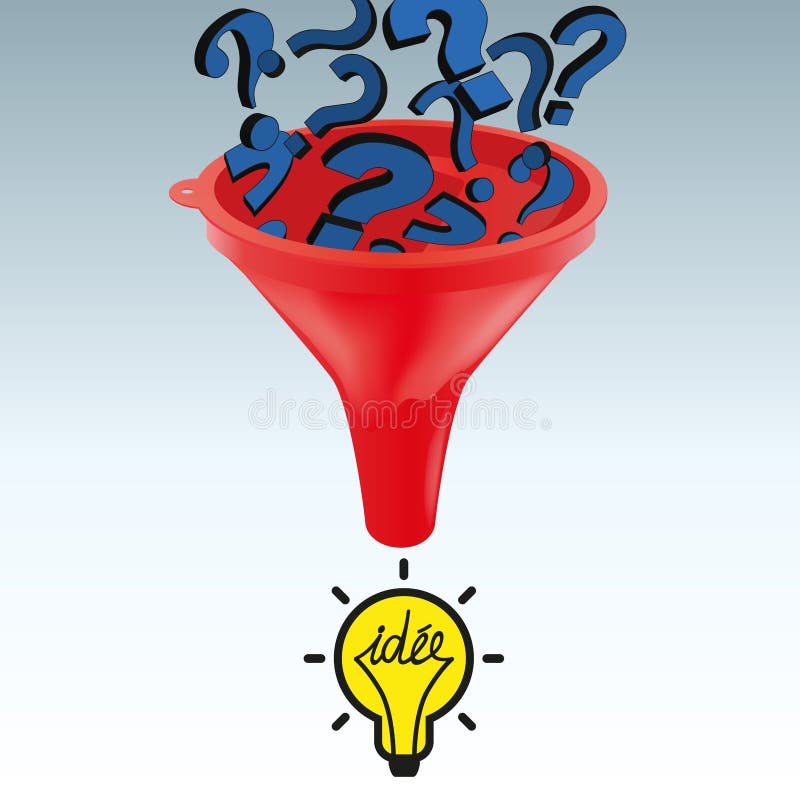 Question Marks Turn into a Man, Passing through a Funnel, To Illustrate ...