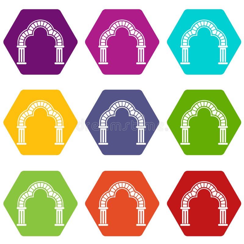 Entrance Arch Icons Set 9 Vector Stock Vector - Illustration of ...