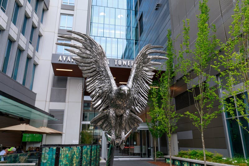 Entrance of Avalara Hawk Tower with Eagle Statue in Seattle Editorial ...