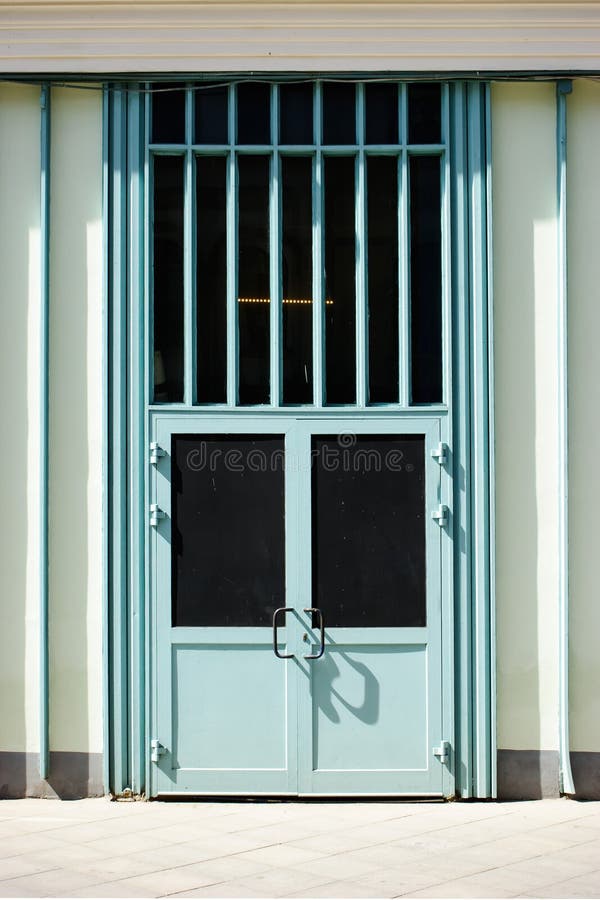 Cyan entrance door stock image. Image of closed, architecture - 89164125