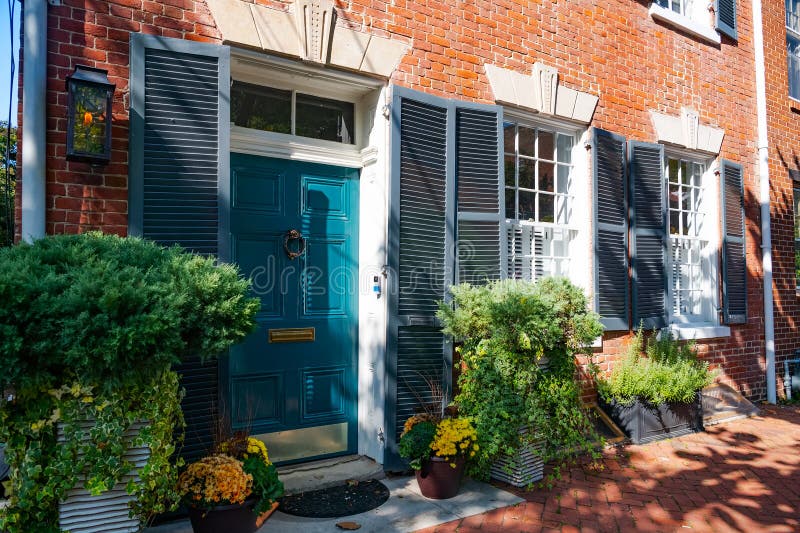 Entrance of a Brick Building. Door and Windows in Old Red Brick House ...
