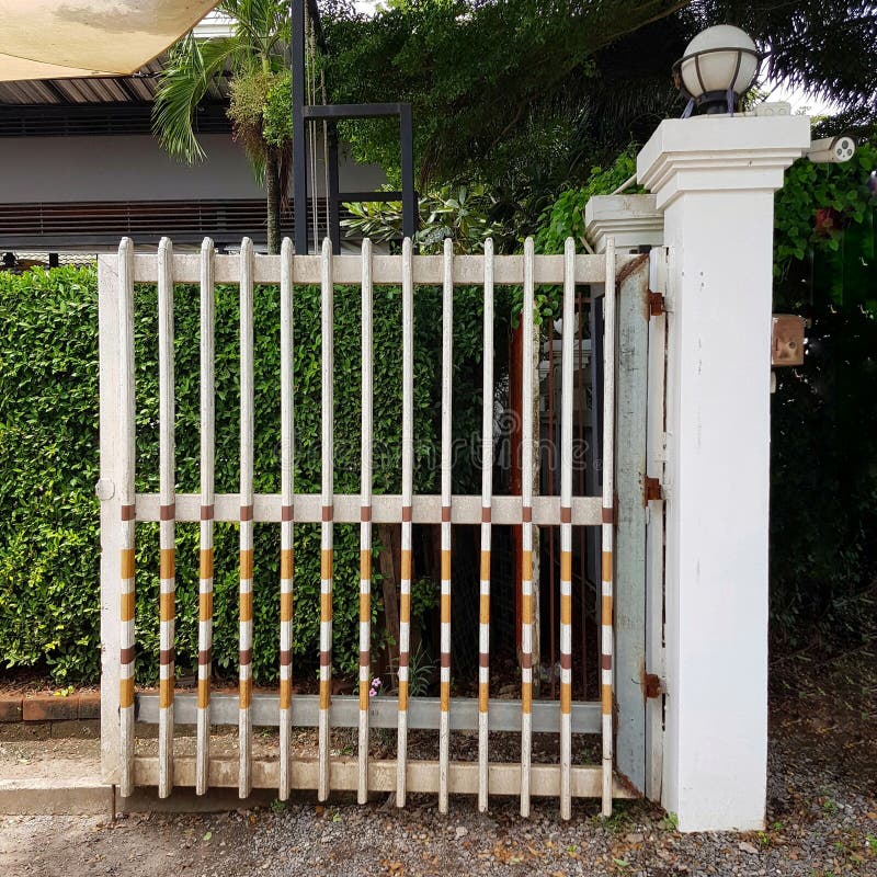 Entrance Door and Fence of House Stock Image - Image of privacy ...