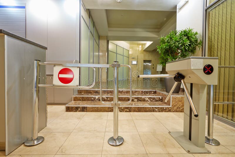 Lobby Entrance With Turnstile Stock Image - Image of business, building ...