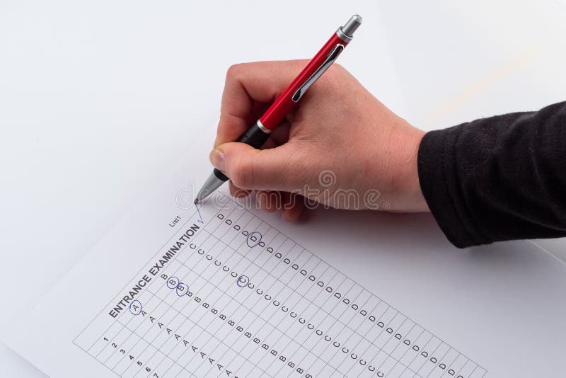 The test list and red pen stock photo. Image of exam - 24538860