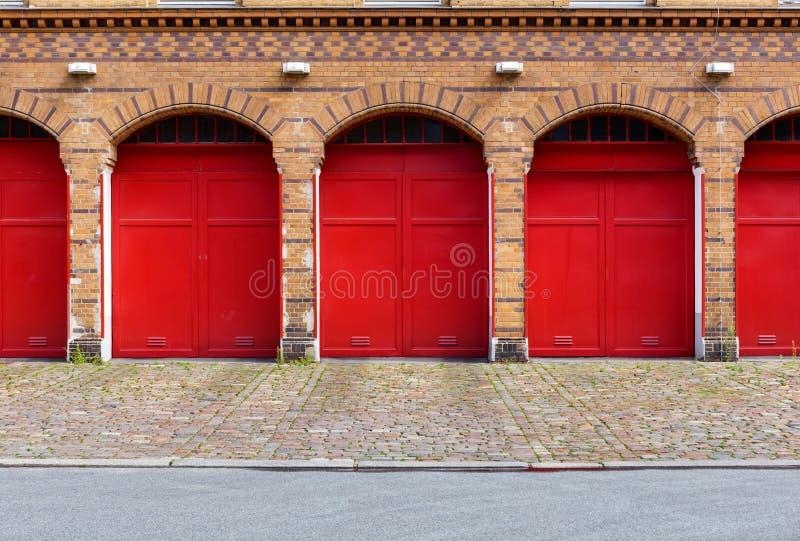 Entrance and Exit of the Fire Department Stock Image - Image of city ...