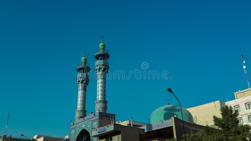 The Entrance and Garlands of the Great and Blue Mosque in Tehran Stock ...