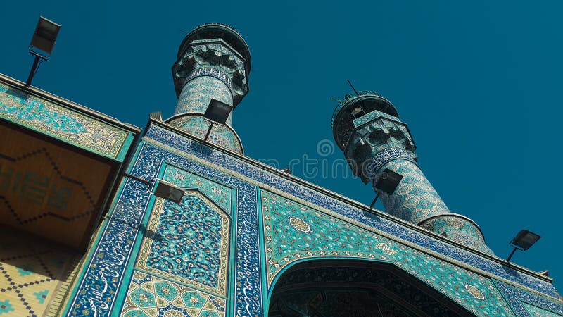 The Entrance and Garlands of the Great and Blue Mosque in Tehran Stock ...
