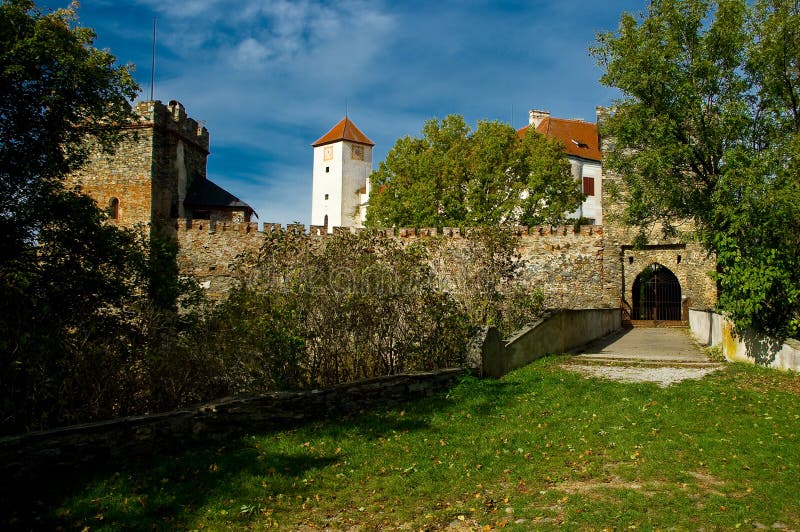 Entrance Gate with a Drawbridge. Stock Image - Image of building, czech ...