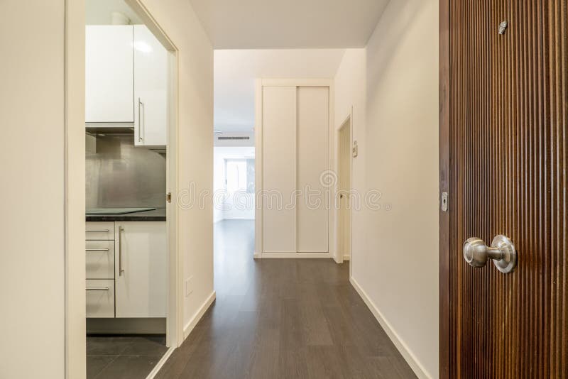 Entrance Hall of a House with a Solid Wood Door, Access in the First ...