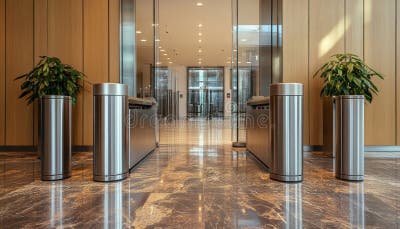 Entrance Hall of Modern Office Building with Security Turnstiles Stock ...