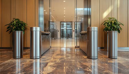 Entrance Hall of Modern Office Building with Security Turnstiles Stock ...