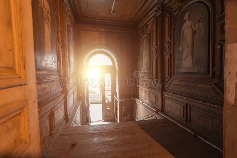 Entrance Hall in Old Abandoned Mansion Stock Photo - Image of vintage ...