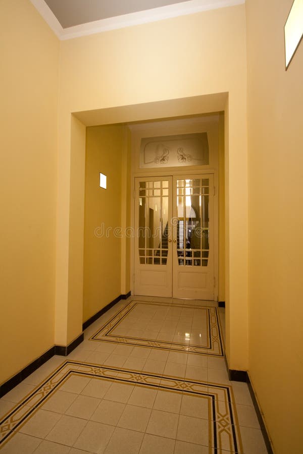 Entrance hall stock image. Image of glass, wooden, yellow - 35920769