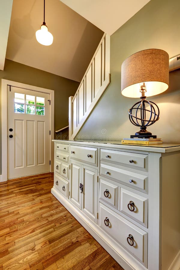 Entrance Hallway with Cabinet Stock Image - Image of inside, door: 45068167