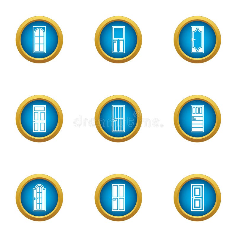 Entrance Icons Set, Flat Style Stock Vector - Illustration of icons ...