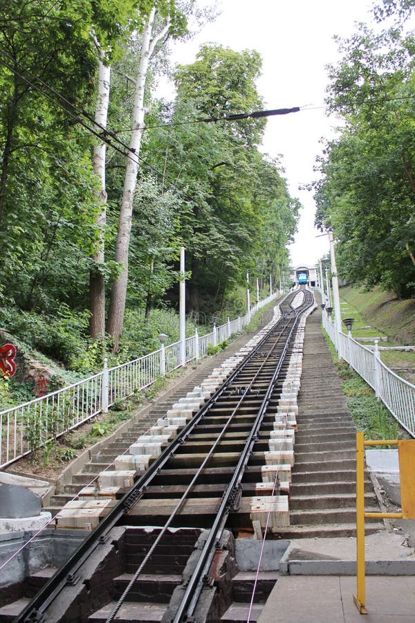 The Entrance of Kiev Funicular Stock Photo - Image of illuminated ...