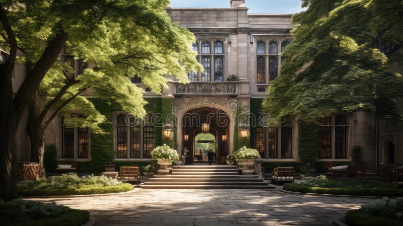 Entrance library exterior stock illustration. Illustration of inviting ...