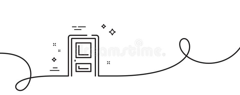 Entrance Line Icon. Entry Door Sign. Continuous Line with Curl. Vector ...